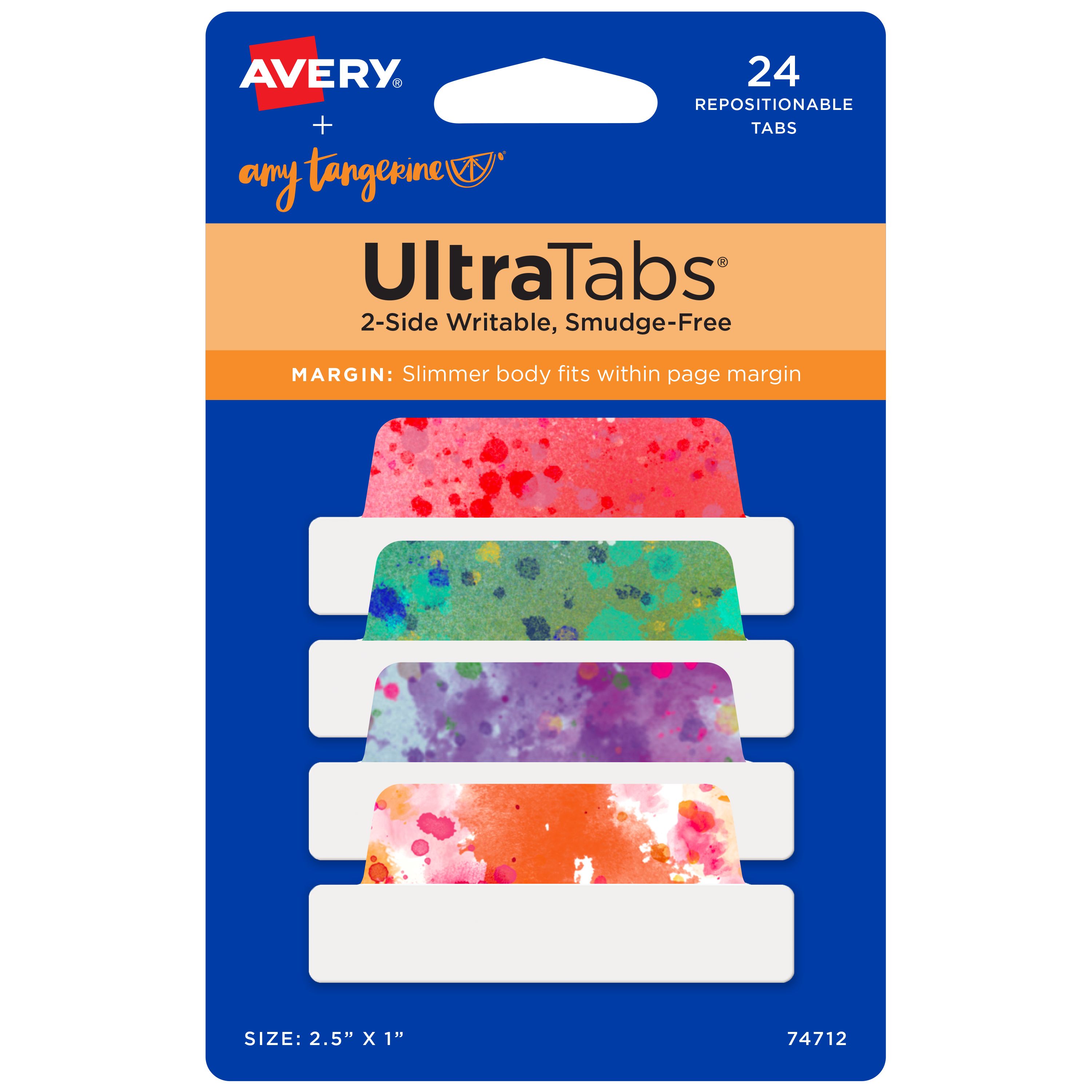 Amy Tangerine Ultra Tabs, Margin Tabs, Splatter 74712 | Avery | Avery
